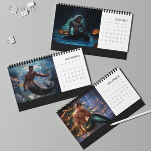 2025 Merman Mystique Calendar | Fantasy Merfolk Art | 13 Unique Mermen ...