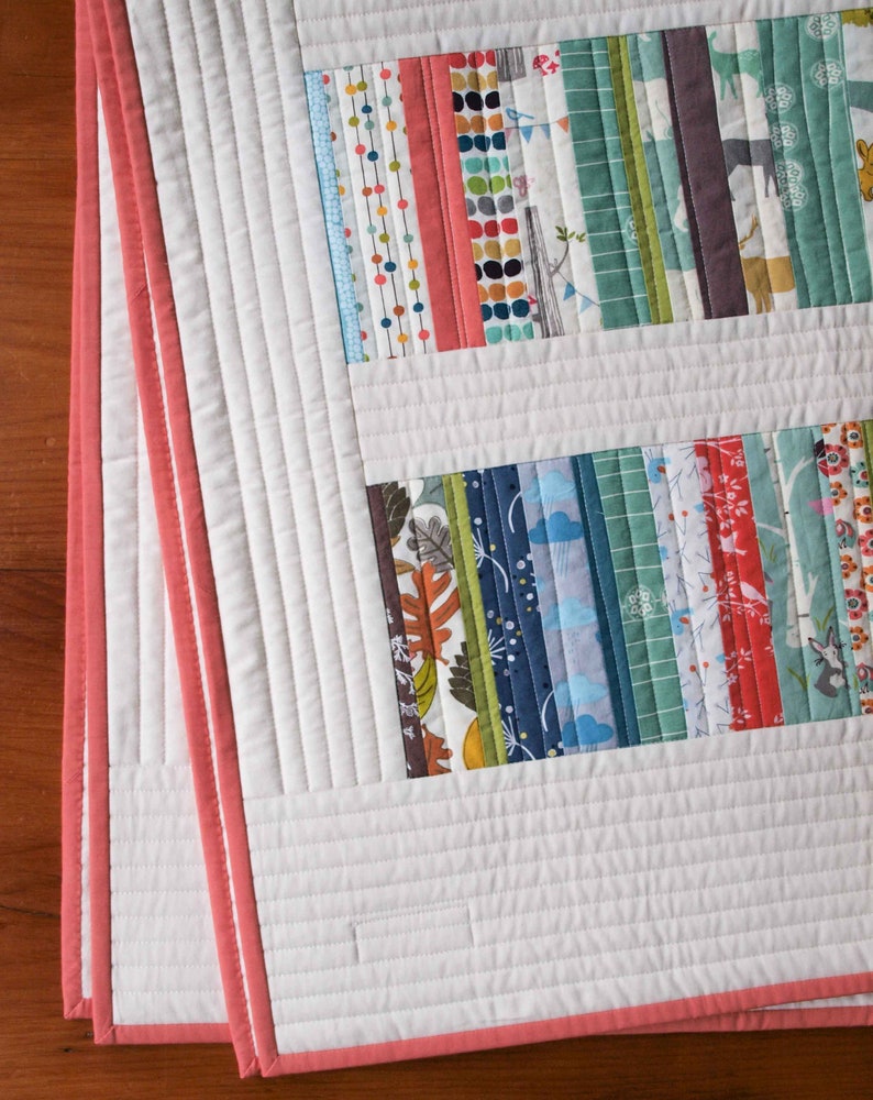 Modern Patchwork Stripes Baby Quilt in Coral Aqua Green - Etsy Canada