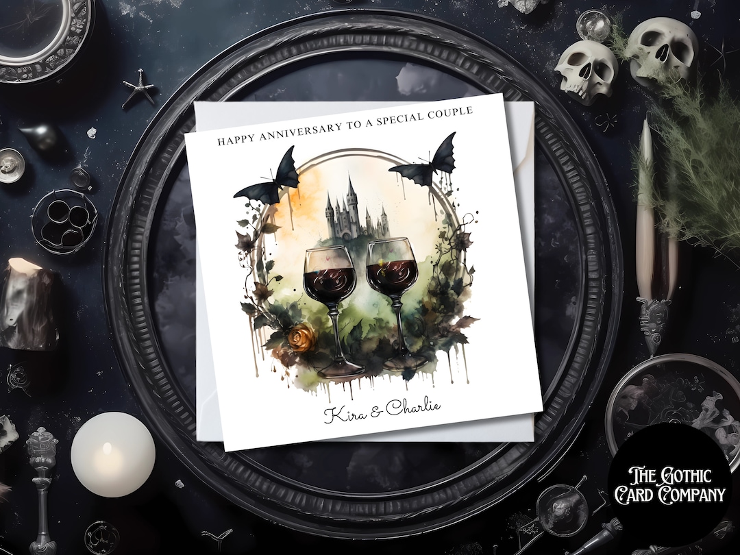 Personalised Gothic Anniversary Card happy Anniversary, Goth Couple ...