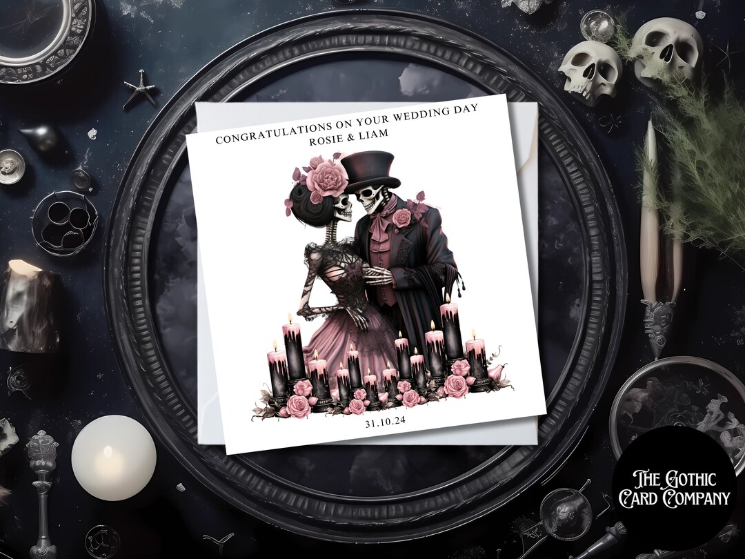 Personalised Gothic Wedding Card Mr & Mrs, Goth Wedding, Alternative ...