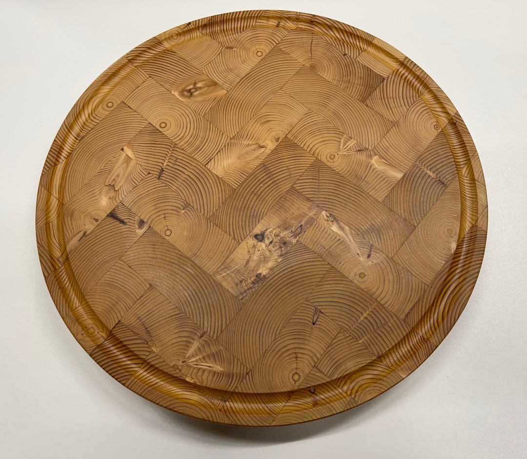 16" Diameter X 1.5" Thick Authentic Butcher Block Board, Reclaimed ...