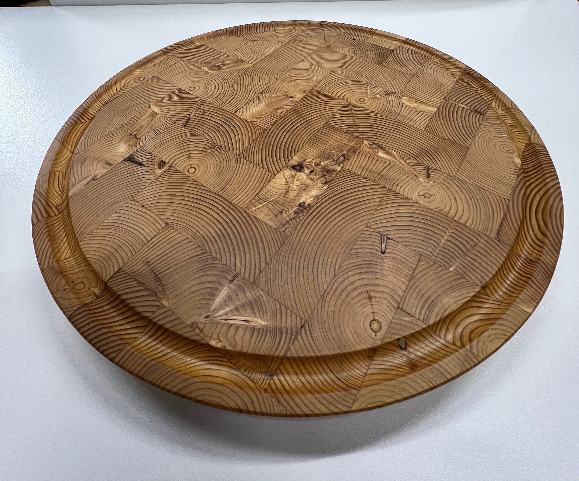 16" Diameter X 1.5" Thick Authentic Butcher Block Board, Reclaimed ...