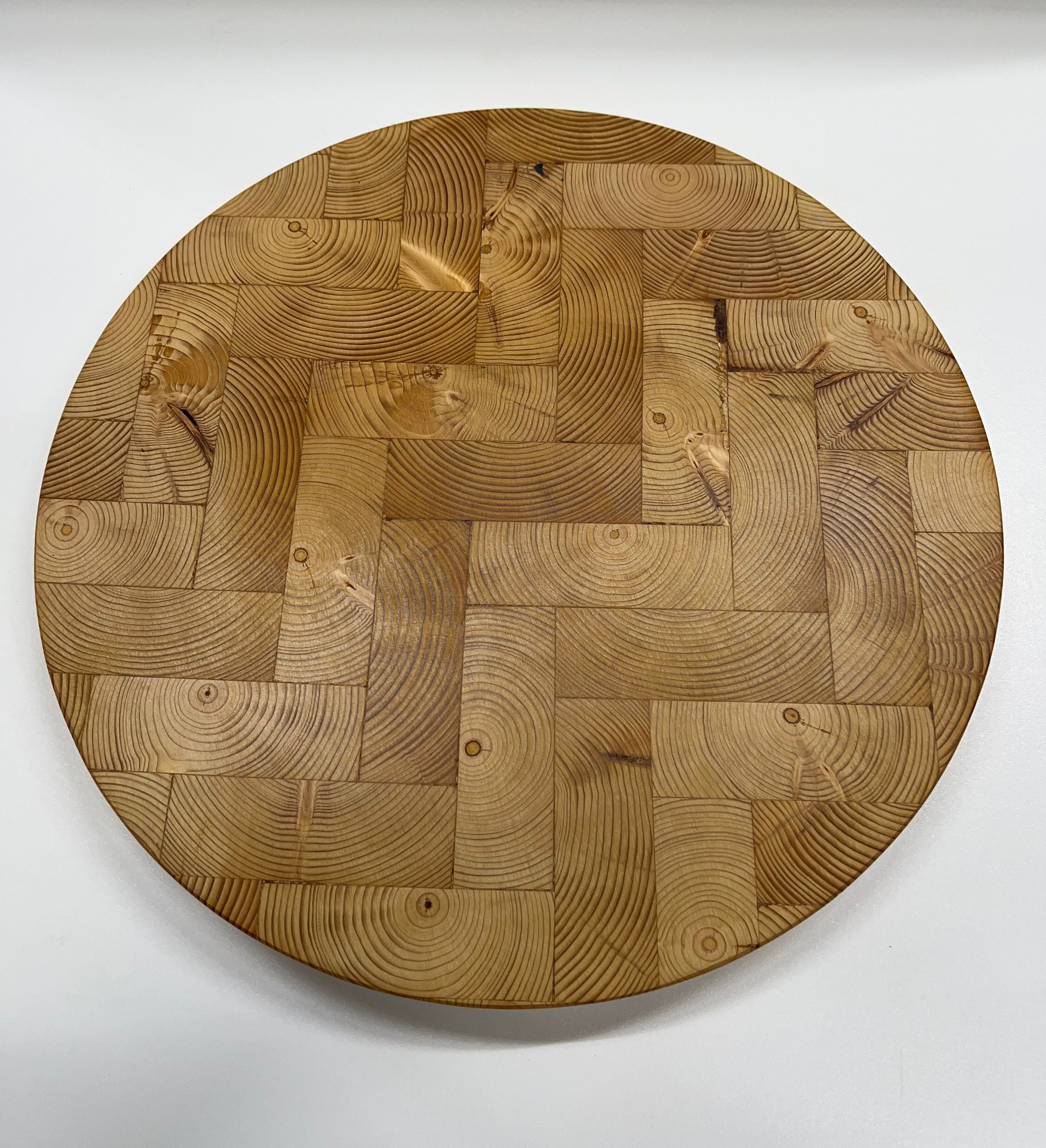 16" Diameter X 1.5" Thick Authentic Butcher Block Board, Reclaimed ...