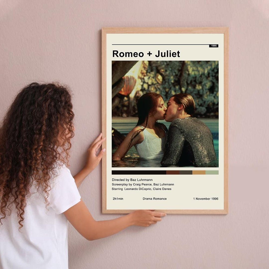 Romeo + Juliet Vintage Poster Minimalist Movie Poster Wall Art Home ...