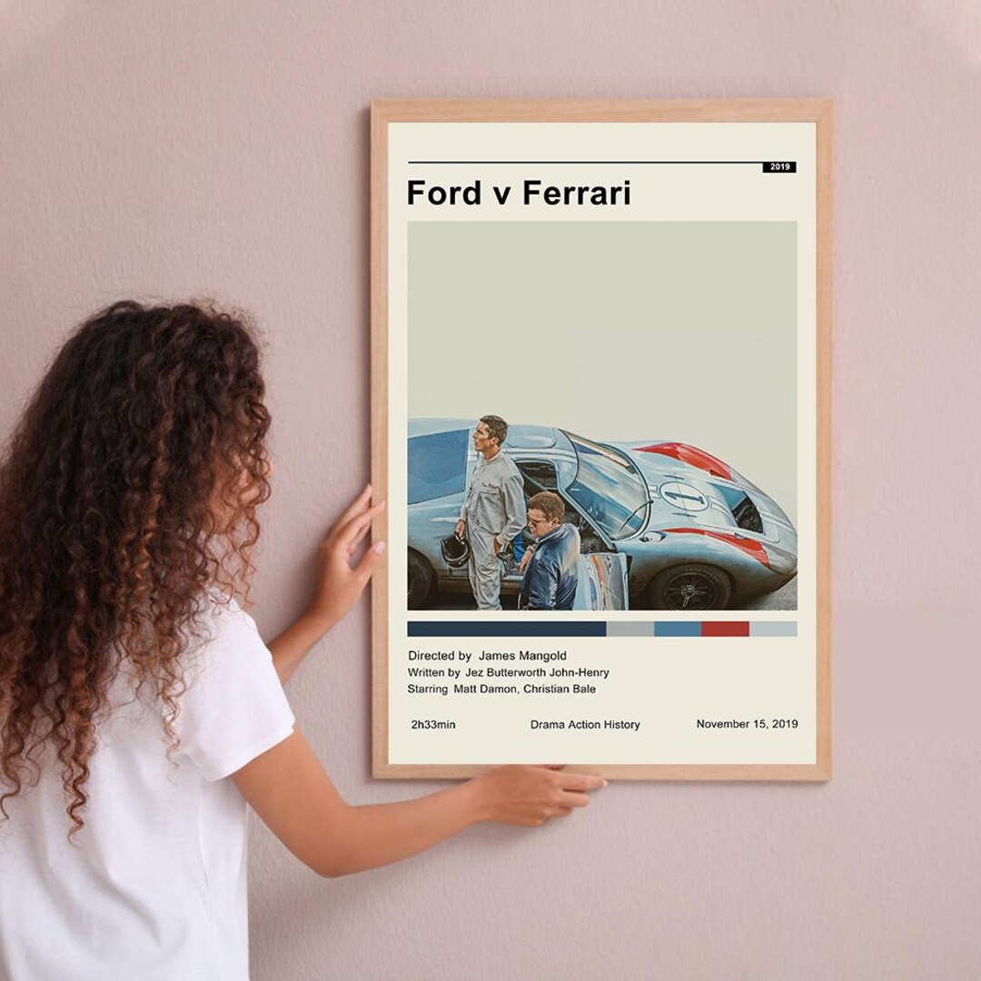 Ford V Ferrari Vintage Poster Midcentury Movie Poster Wall Art Home ...