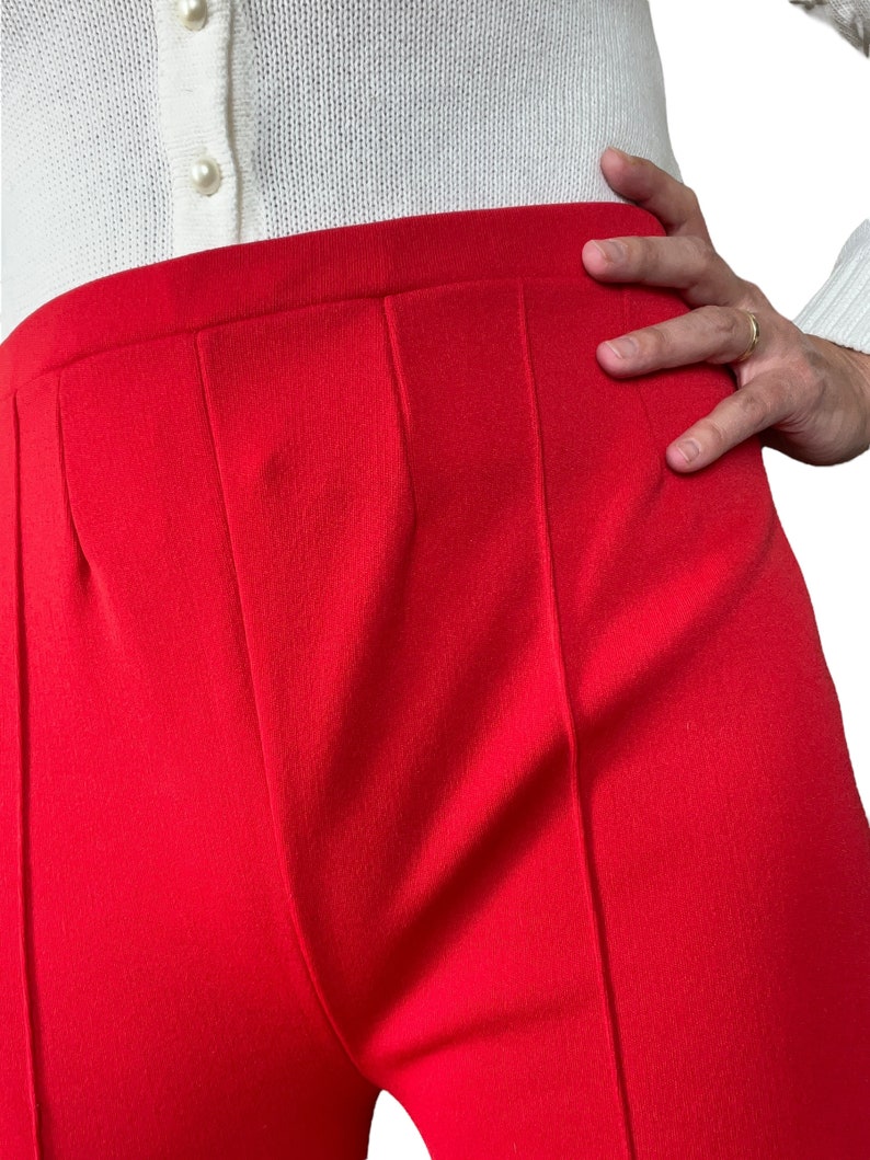 60s 70s Cherry Red High Waisted Straight Legged Trousers (size Medium ...