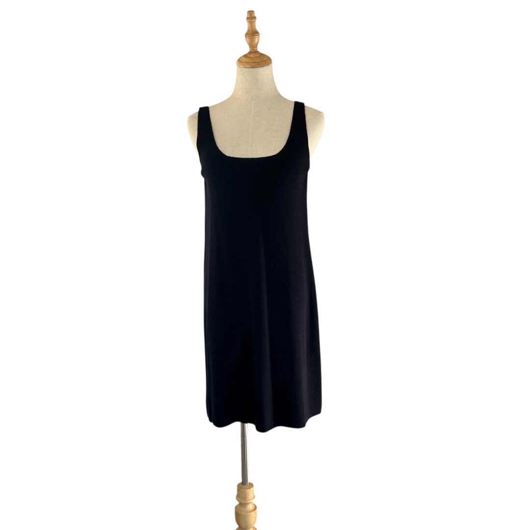90s Black Micro Knit Pure Wool Mini Dress or Jumper (size Small, Medium ...