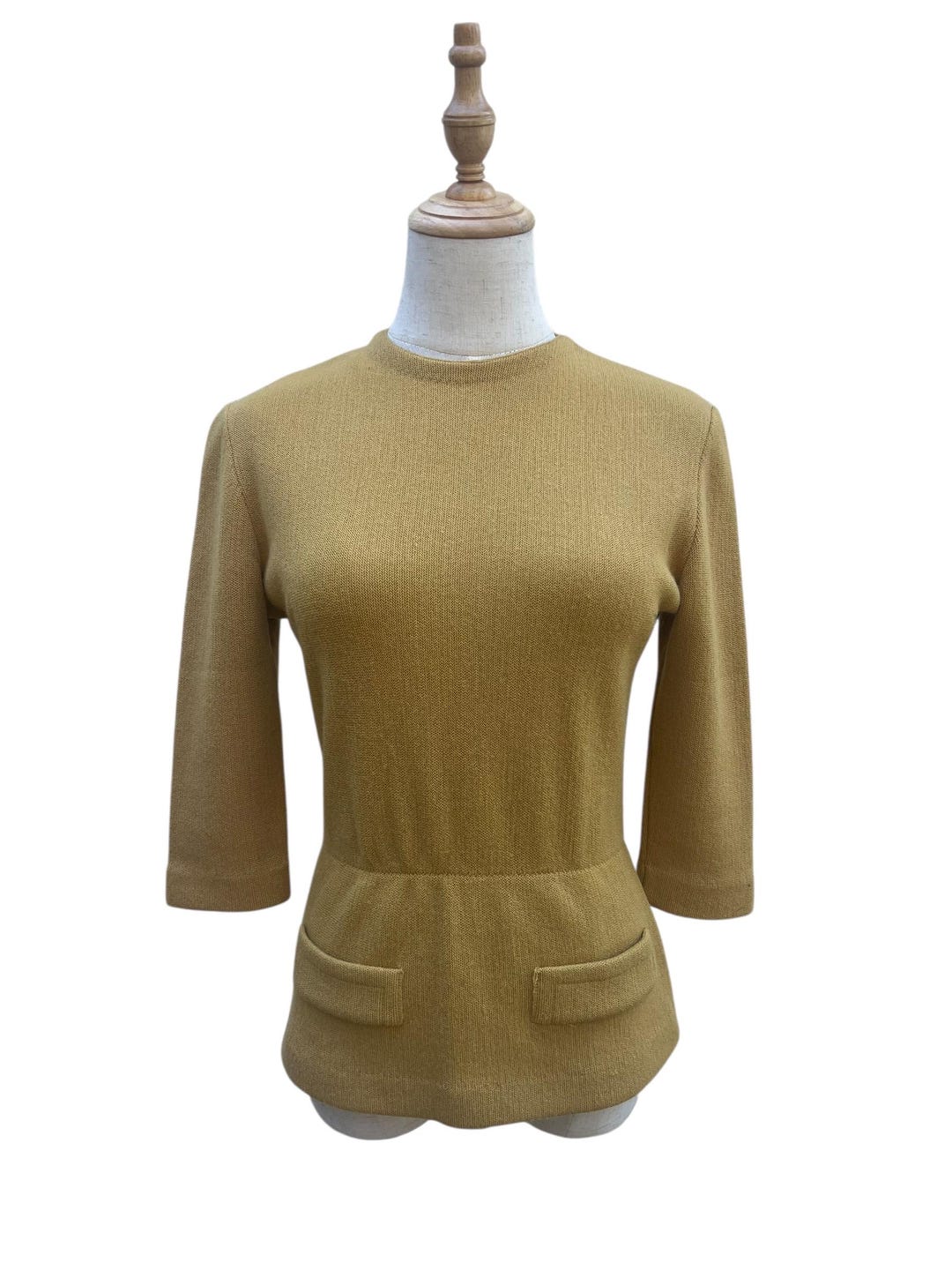 50s 60s Corn Yellow Wool and Kid Mohair Blend Fitted Sweater Blouse ...