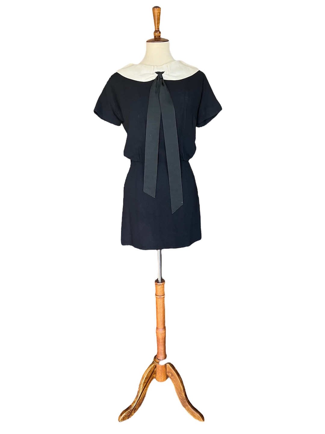 50s 60s Mr. Mort Black and White Wednesday Addams Mini Dress (size ...