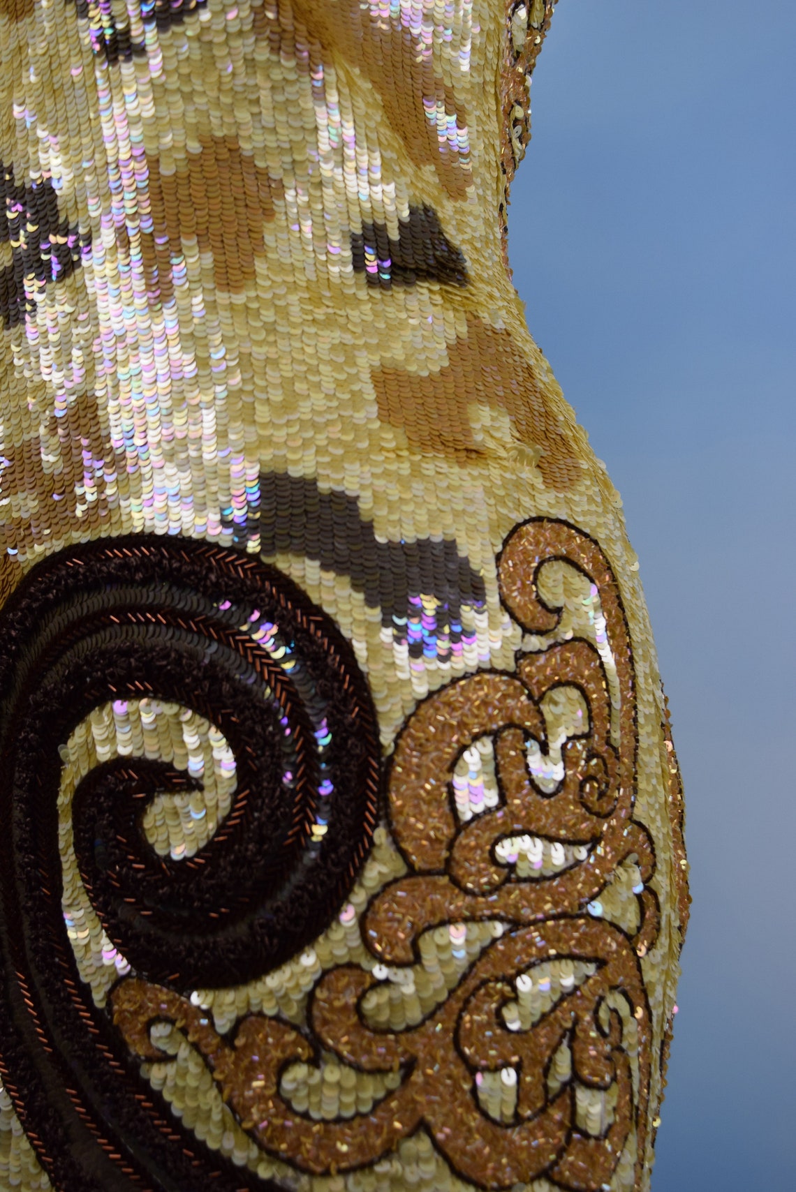 Vintage 80s 90s Escada Gold and Amber Sequined Honeycomb Shift | Etsy