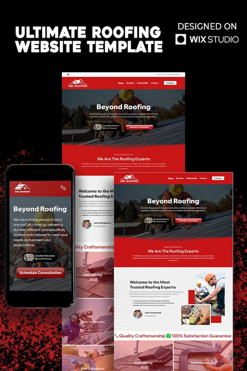 Roofing Website Template - Wix Studio Design for Roofers and Contractors - Mobile Friendly SEO ...
