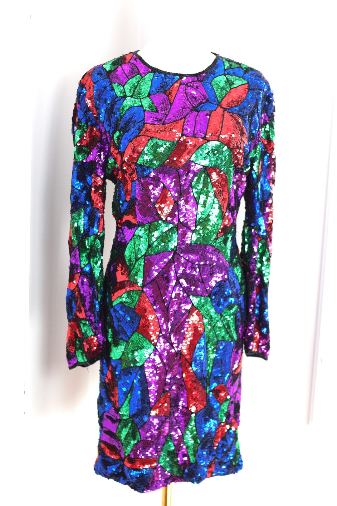 Sz M//stunning Multi Color Sequin Wiggle Dress//holidays Sparkle//90s ...