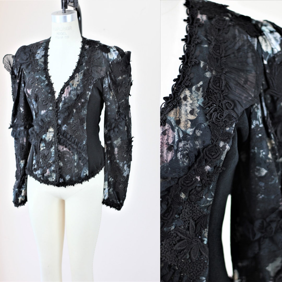 Sz 6// 1980s Collaged Lace Victorian Style Jacket// Romantic Lorrie ...