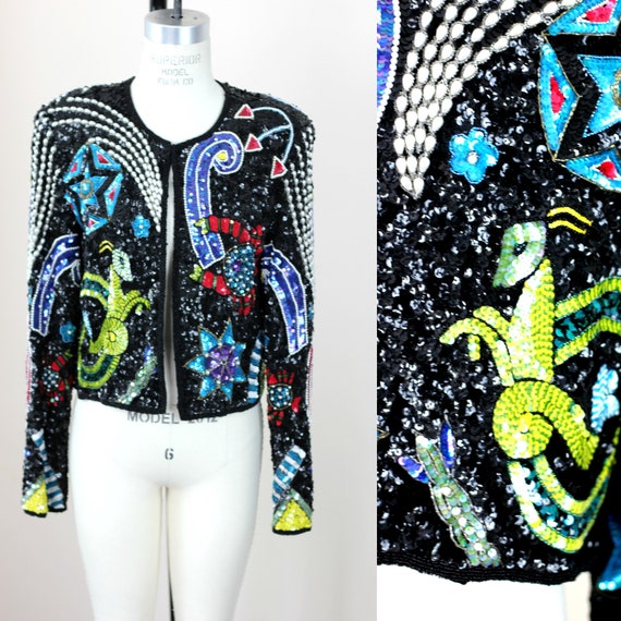 Size Medium//Rare Beaded Astrological Sign Jacket//Zo… - Gem
