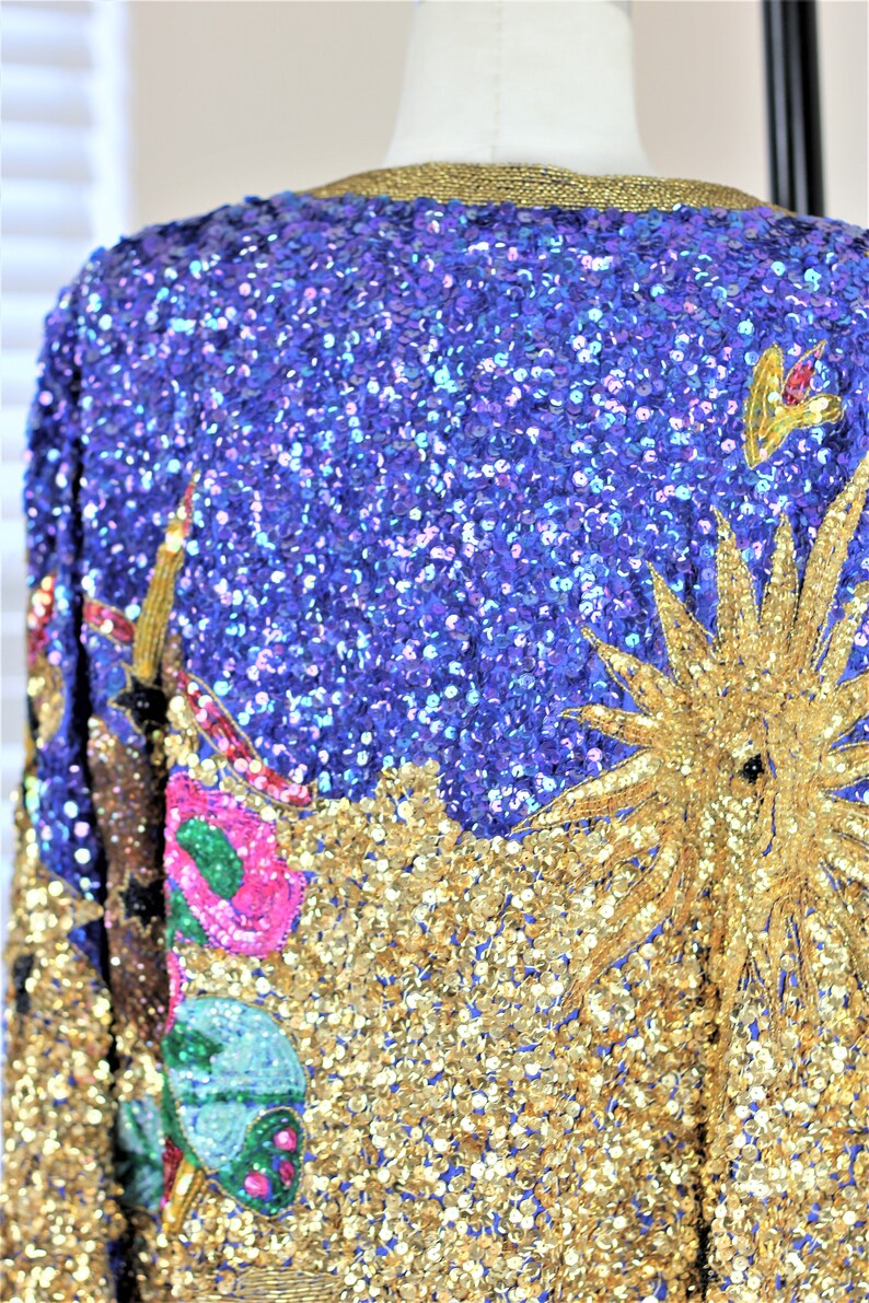 Sz 2x// Fabulous Deadstock Long Beaded Jacket// Sequin - Etsy