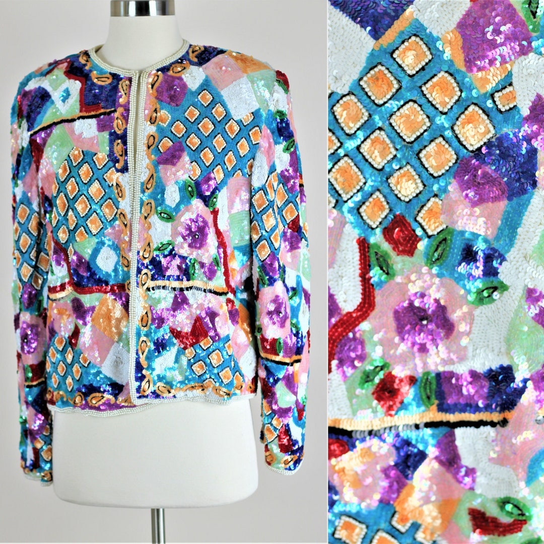 Sz L//vintage Judith Ann Fabulous Patchwork Style Jacket//colorful ...