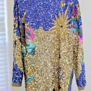 Sz 2x// Fabulous Deadstock Long Beaded Jacket// Sequin Sunshine - Etsy