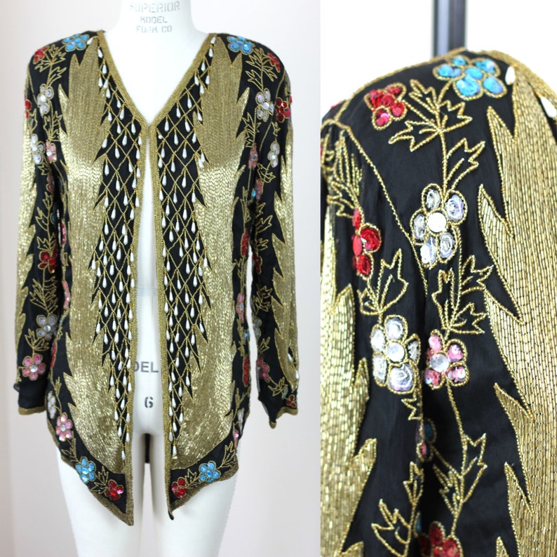 Size S//dramatic Beaded Sequin Jacket// Formal Evening//unique - Etsy