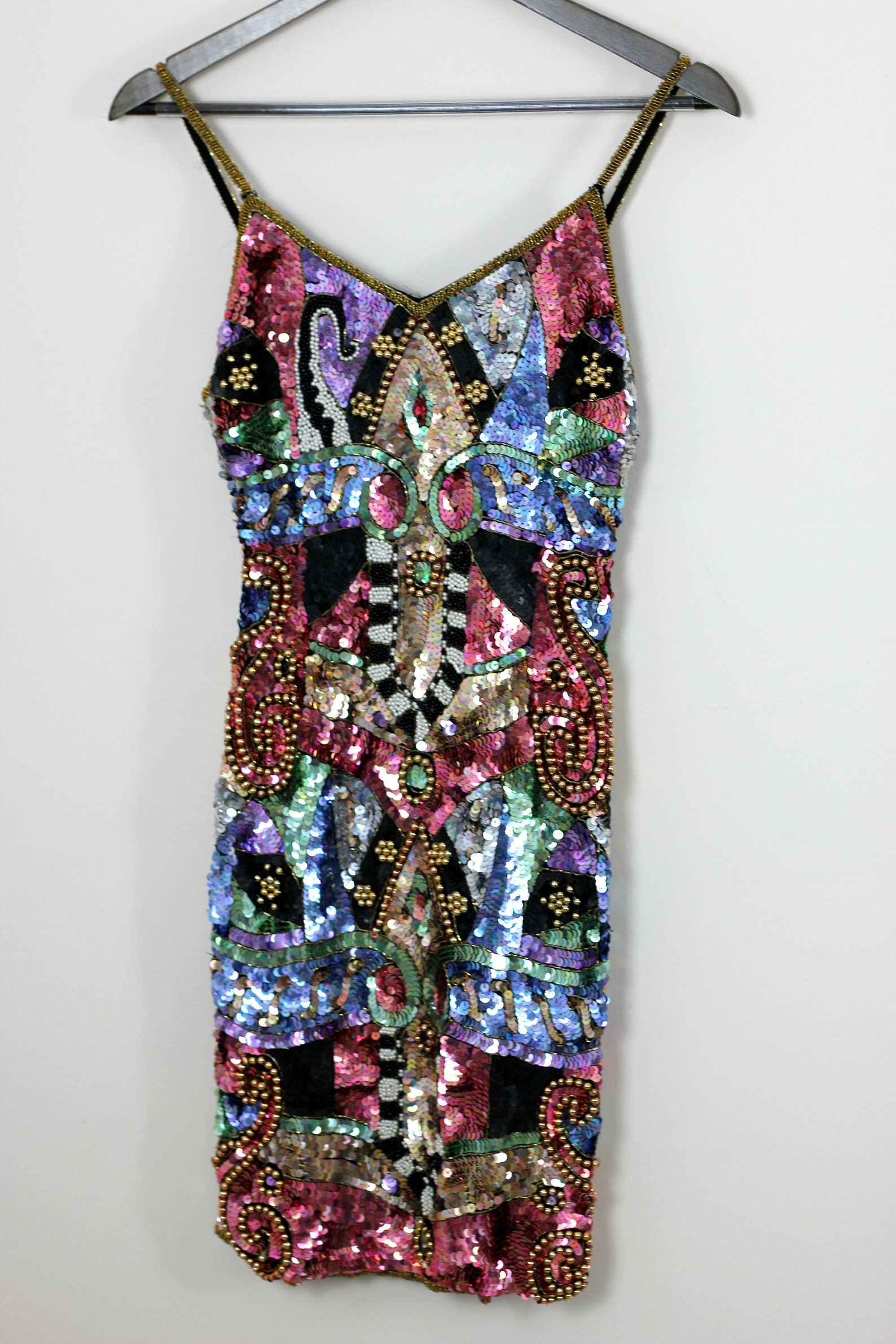 Size 0//Dramatically Beaded Party dress// Sequins | Etsy