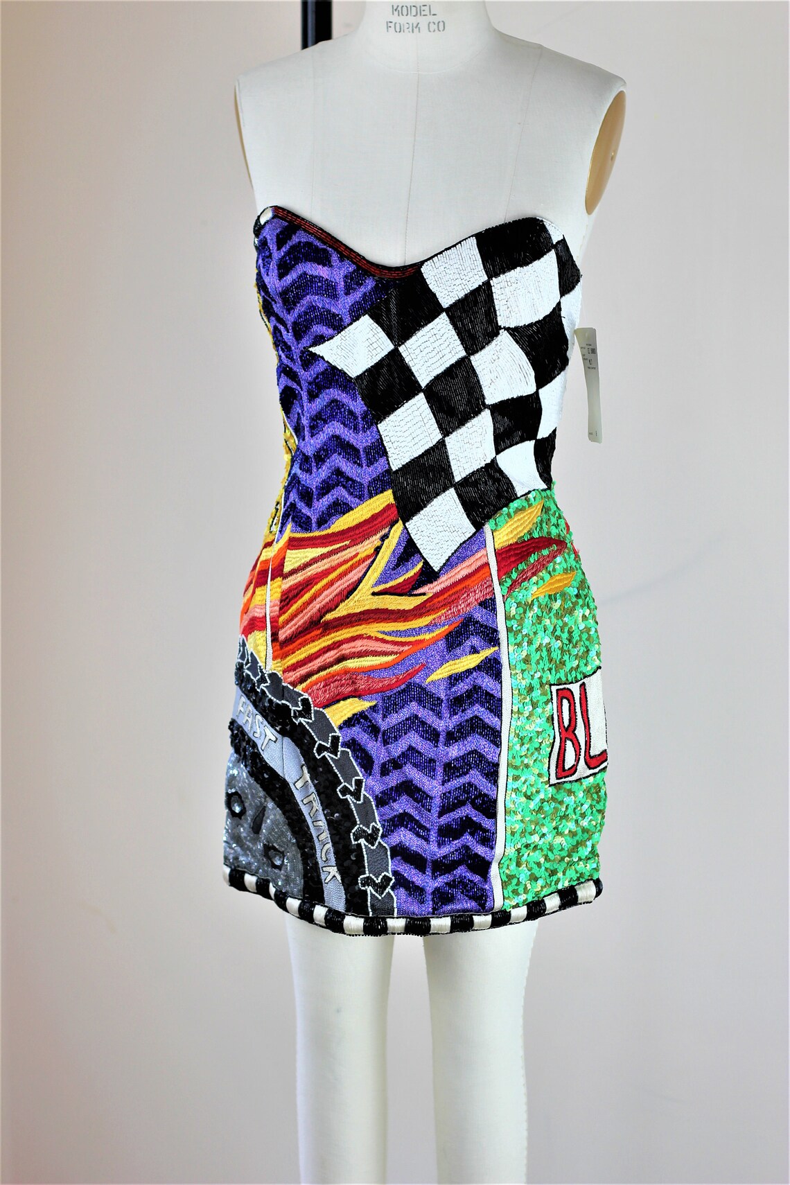 Sz 8// Rare Nicole Miller Racing Dress// Heavily embellished// | Etsy