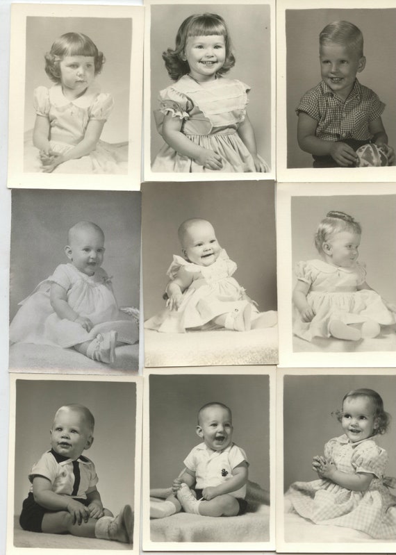 Lot of 36 Retro 60s photos of Babies and children portraits