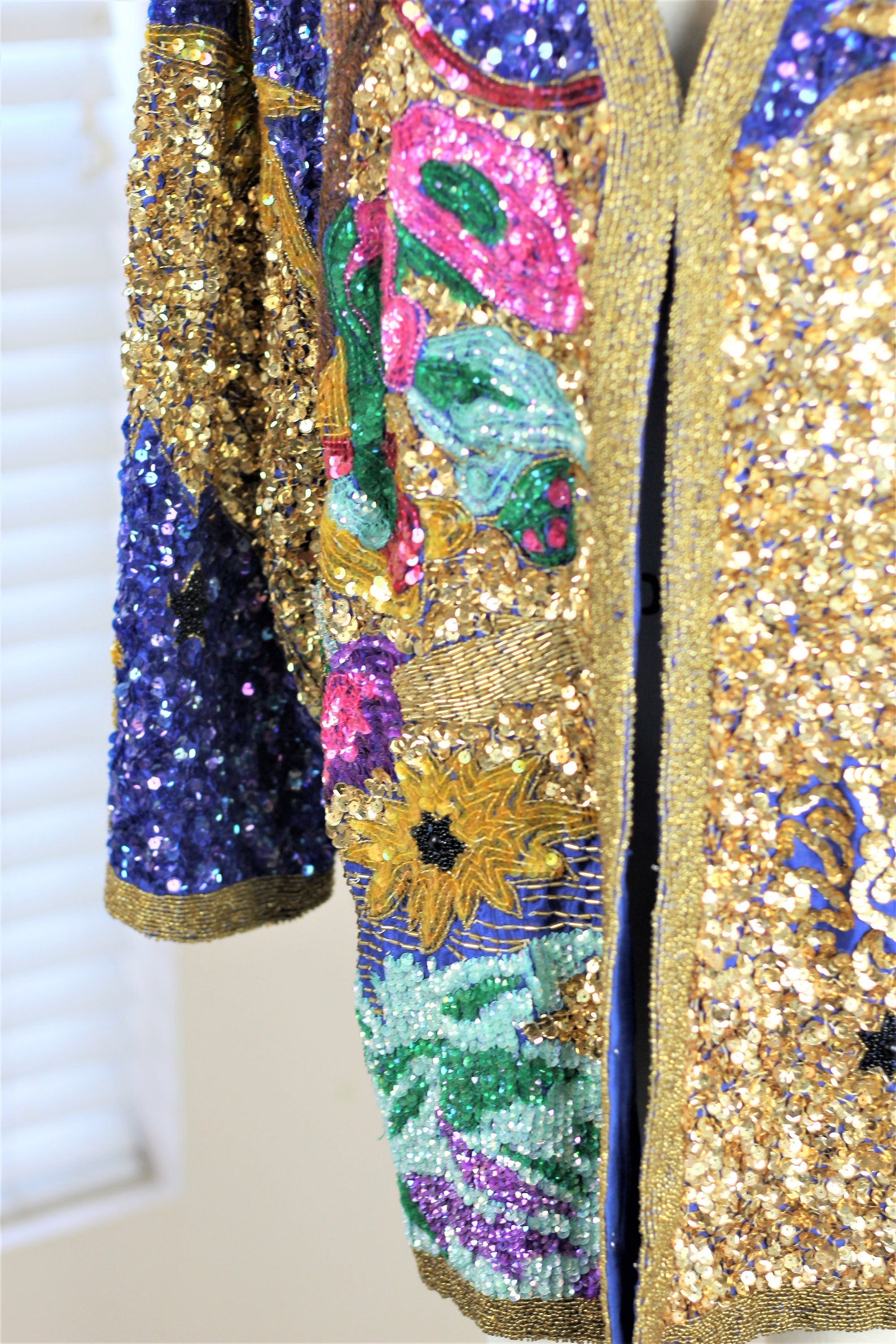 Sz 2x// Fabulous Deadstock Long Beaded Jacket// Sequin - Etsy