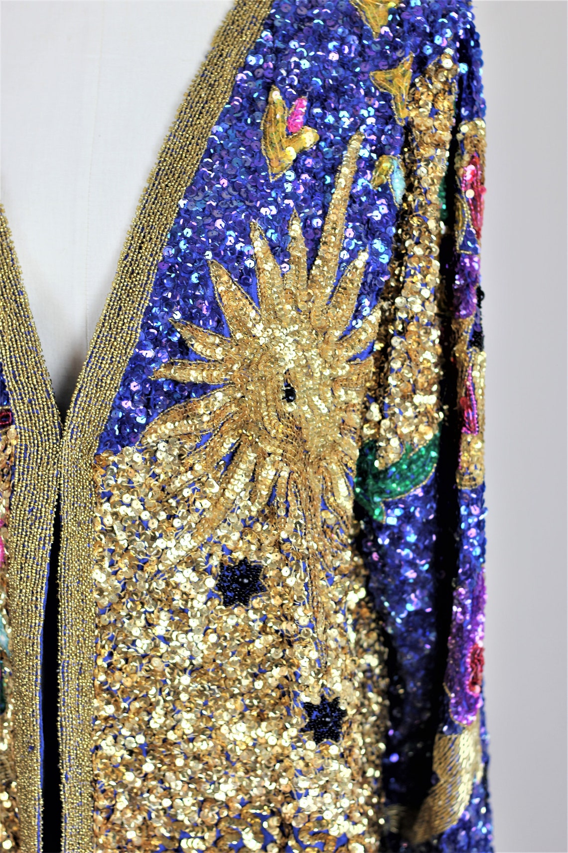 Sz 2x// Fabulous Deadstock Long Beaded Jacket// Sequin - Etsy