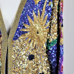Sz 2x// Fabulous Deadstock Long Beaded Jacket// Sequin Sunshine - Etsy