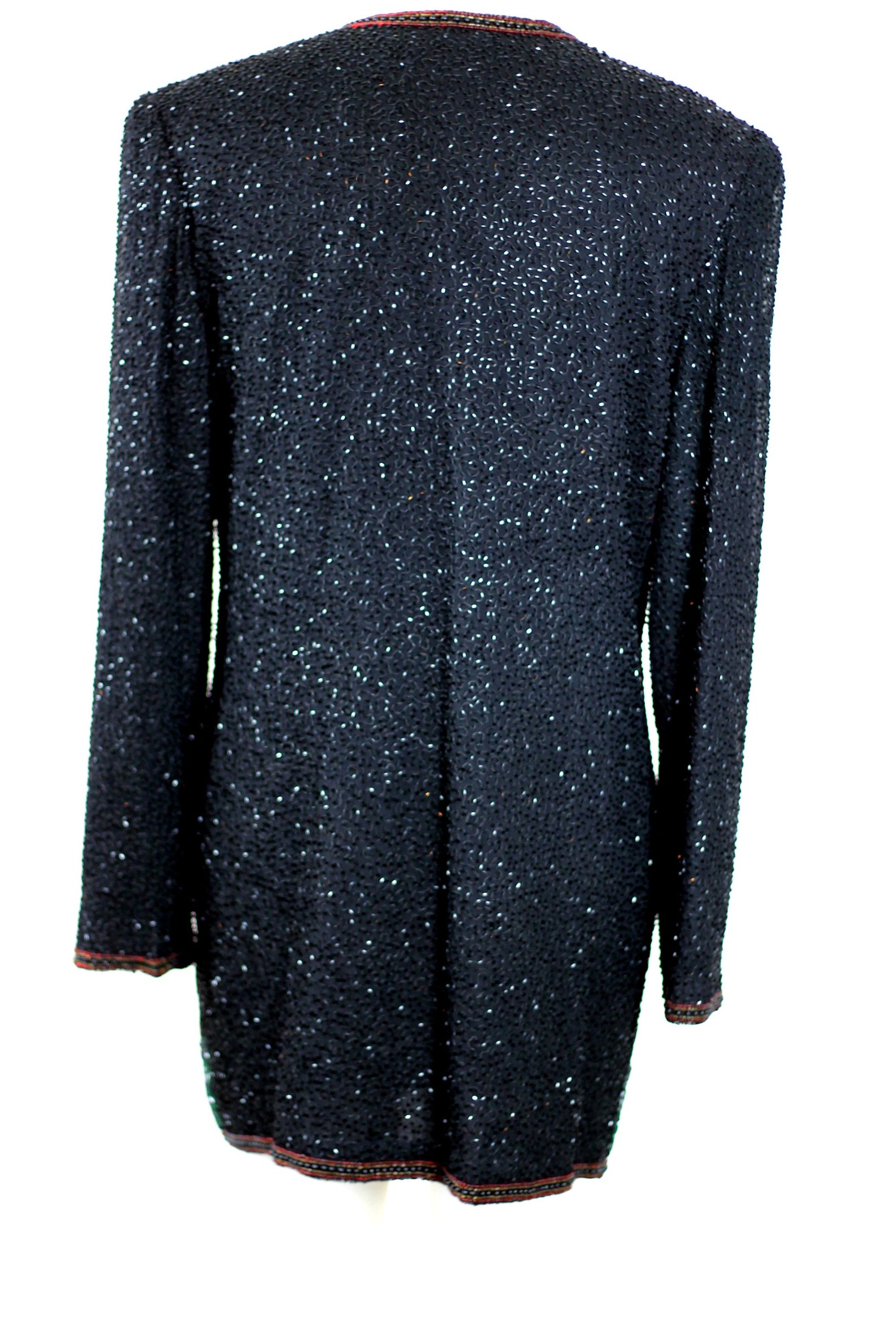 Sz S//long Beaded Jacket// Judith Ann Creations Duster// Roses Sequin ...