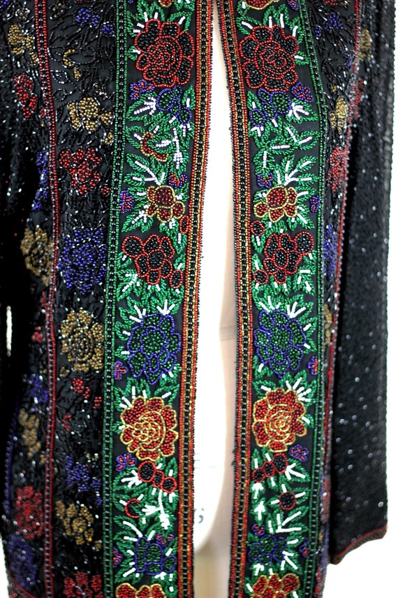 Sz S//Long Beaded Jacket// Judith Ann Creations Duste… - Gem