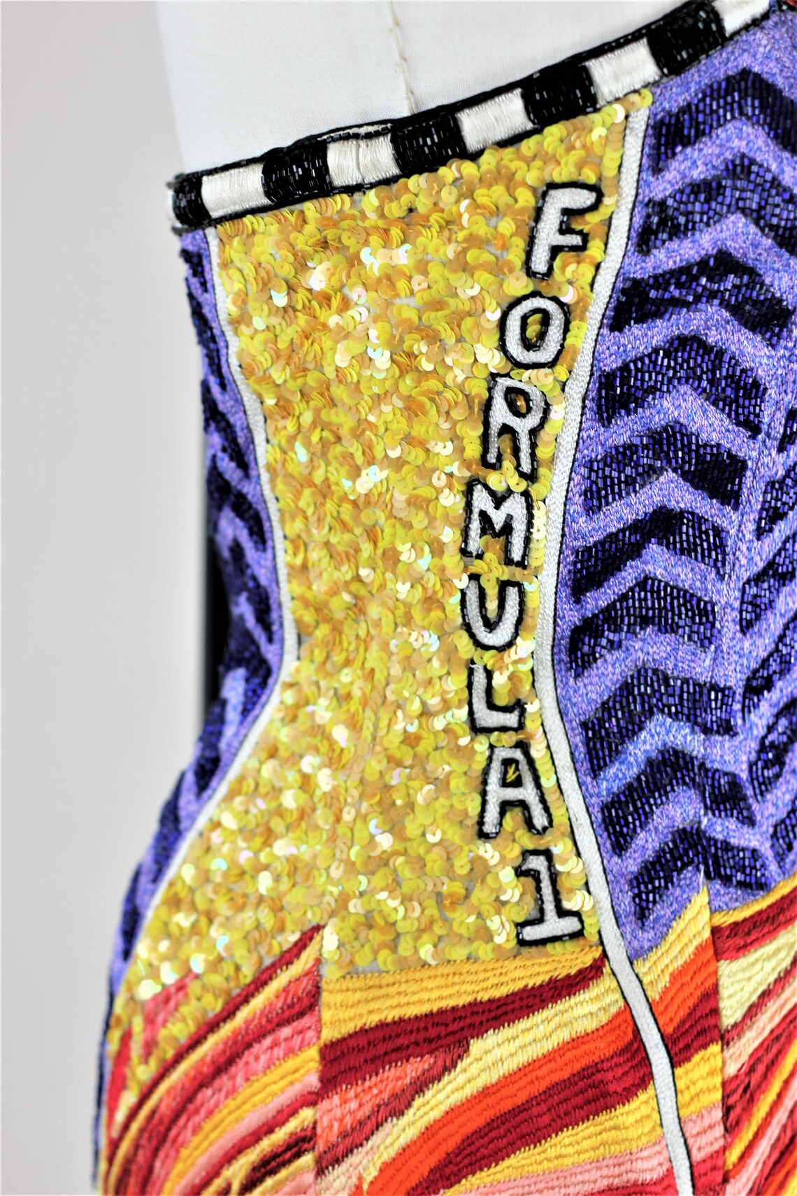 Sz 8// Rare Nicole Miller Racing Dress// Heavily embellished// | Etsy