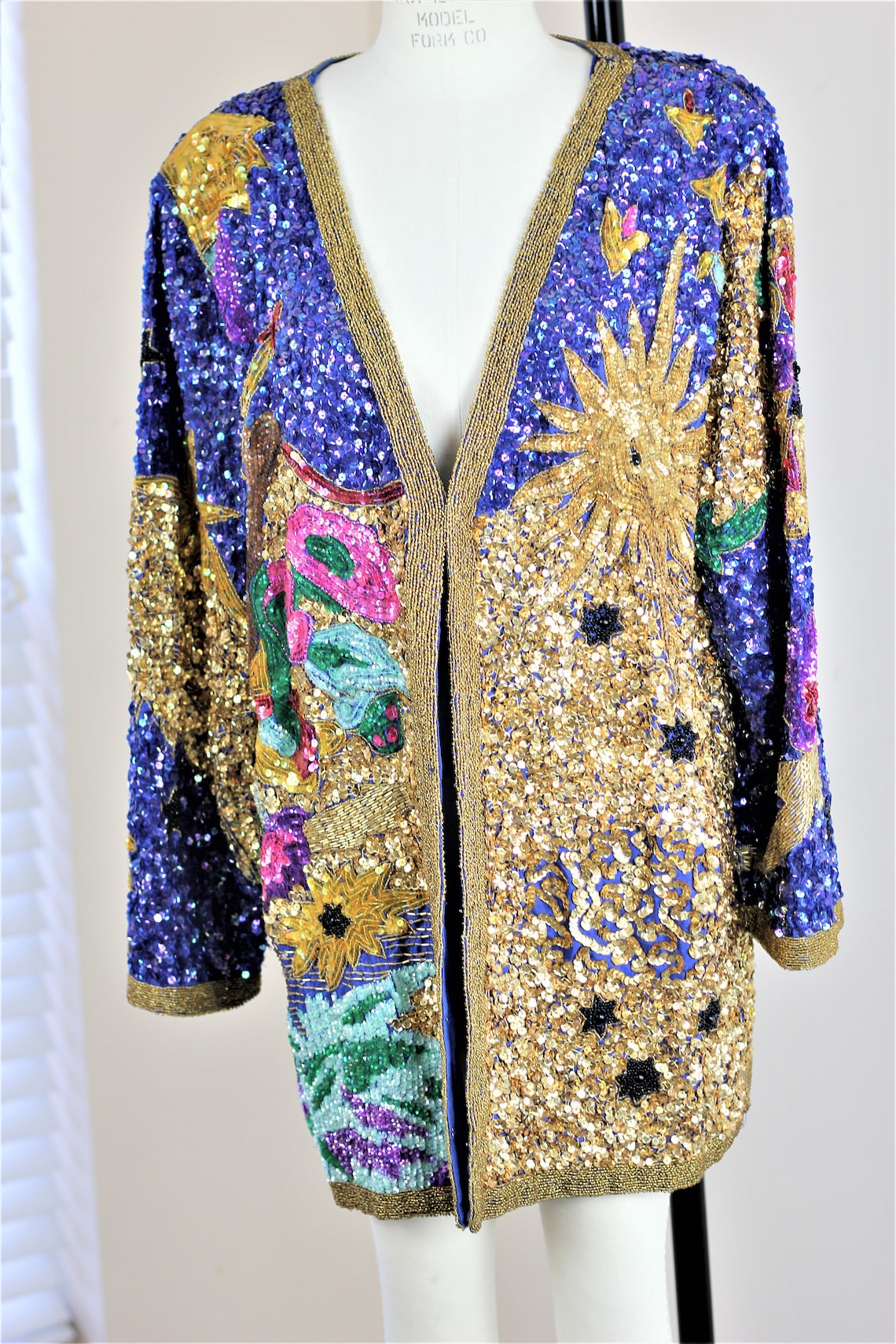 Sz 2x// Fabulous Deadstock Long Beaded Jacket// Sequin - Etsy