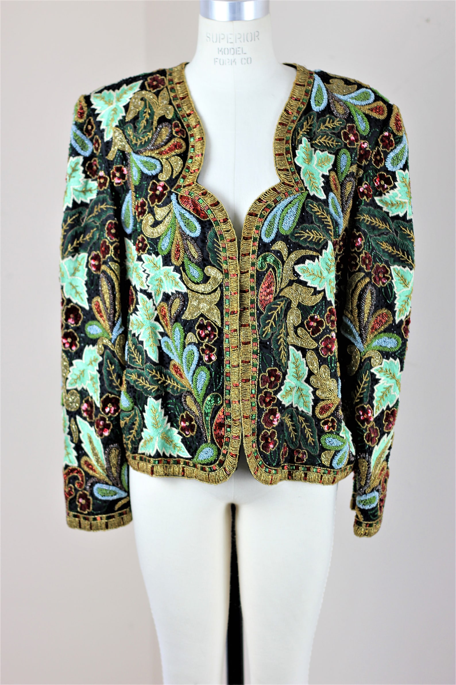 Sz Xl//very Heavily Beaded Jacket//holiday Jacket//embellished - Etsy