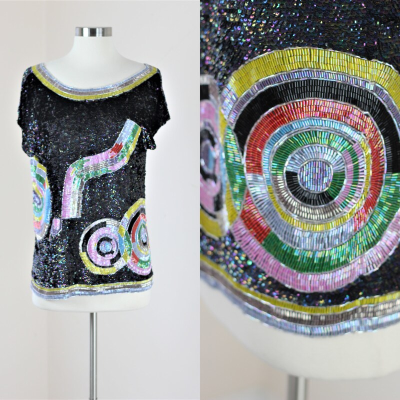 Rainbow Sequin Top - Etsy