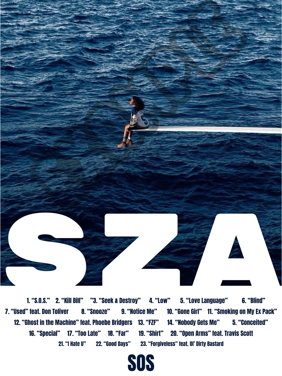 SZA Album Poster, SOS, Posters for Room, Wall Decor , Digital Download ...