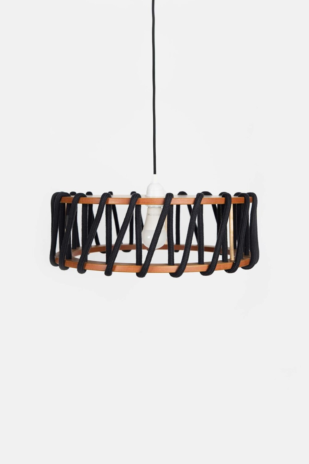 Black Pendant Lamp | Hand Woven Ceiling Lamp | Hängeleuchten Für ...