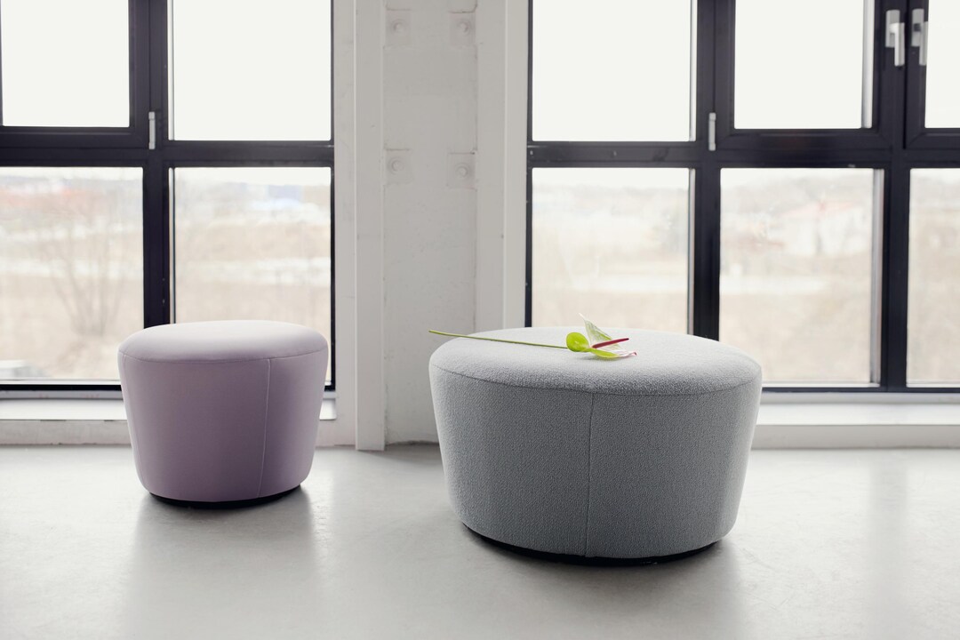 Upholstered Round Pouf: Modern Scandinavian Ottoman Seating - Etsy