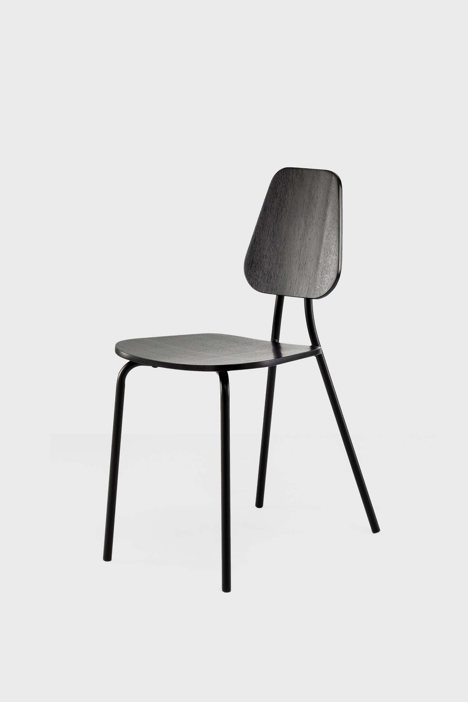 Metal Frame Chair With Black Plywood Back Esszimmer Stuhl Mit ...