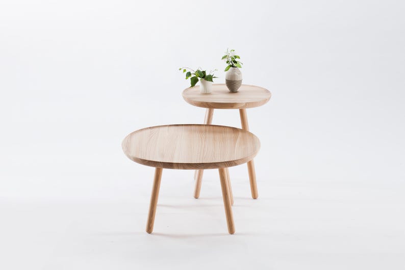 Solid Ash Wooden Side Table: Natural Modern Design - Etsy