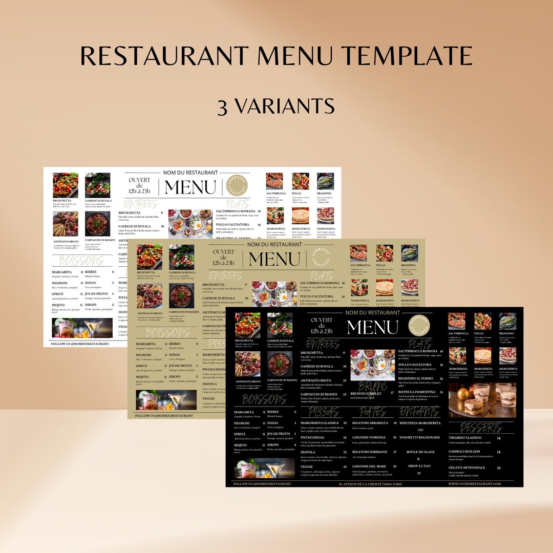 Customizable Restaurant Menu Template - Etsy