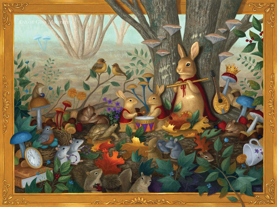 Bunny Rabbit Fairy Tale Mice Squirrel Nature Illustration Art Print - Etsy