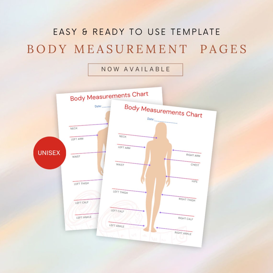 Unisex Body Measurement Chart -sewing, Tailoring, Online Shopping, Size ...