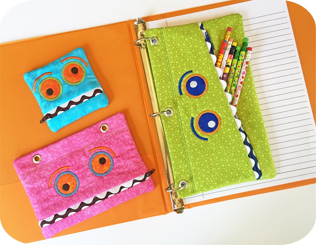 In the Hoop Monster Binder Pencil Cases Machine Embroidery Design Files ...