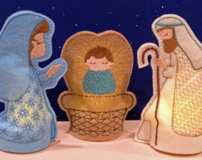 In the Hoop Nativity Flameless Tealight Covers Set Machine - Etsy