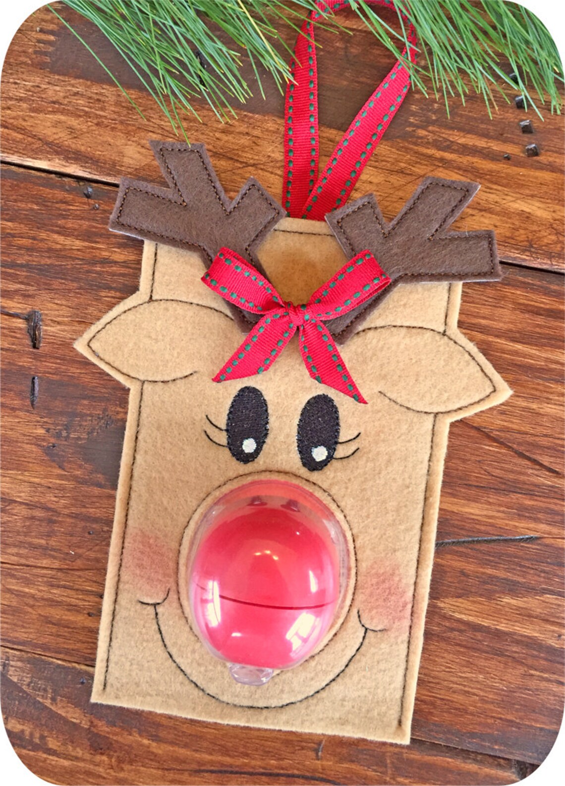 In the Hoop Reindeer EOS Lip Balm Holder Machine Embroidery Design File ...