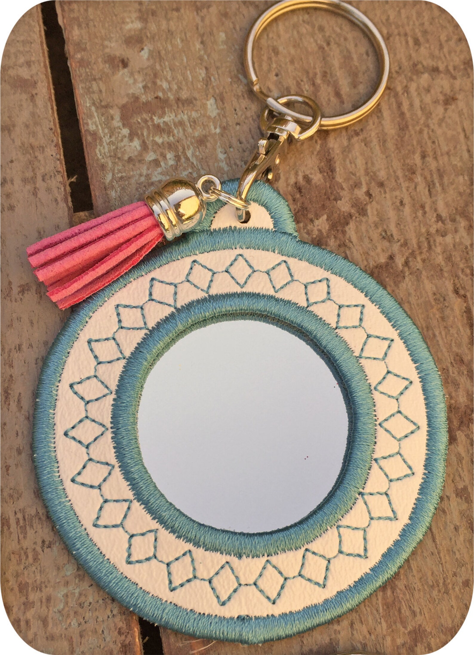 In the Hoop Mirrored Key Ring Machine Embroidery Design Files Instant ...