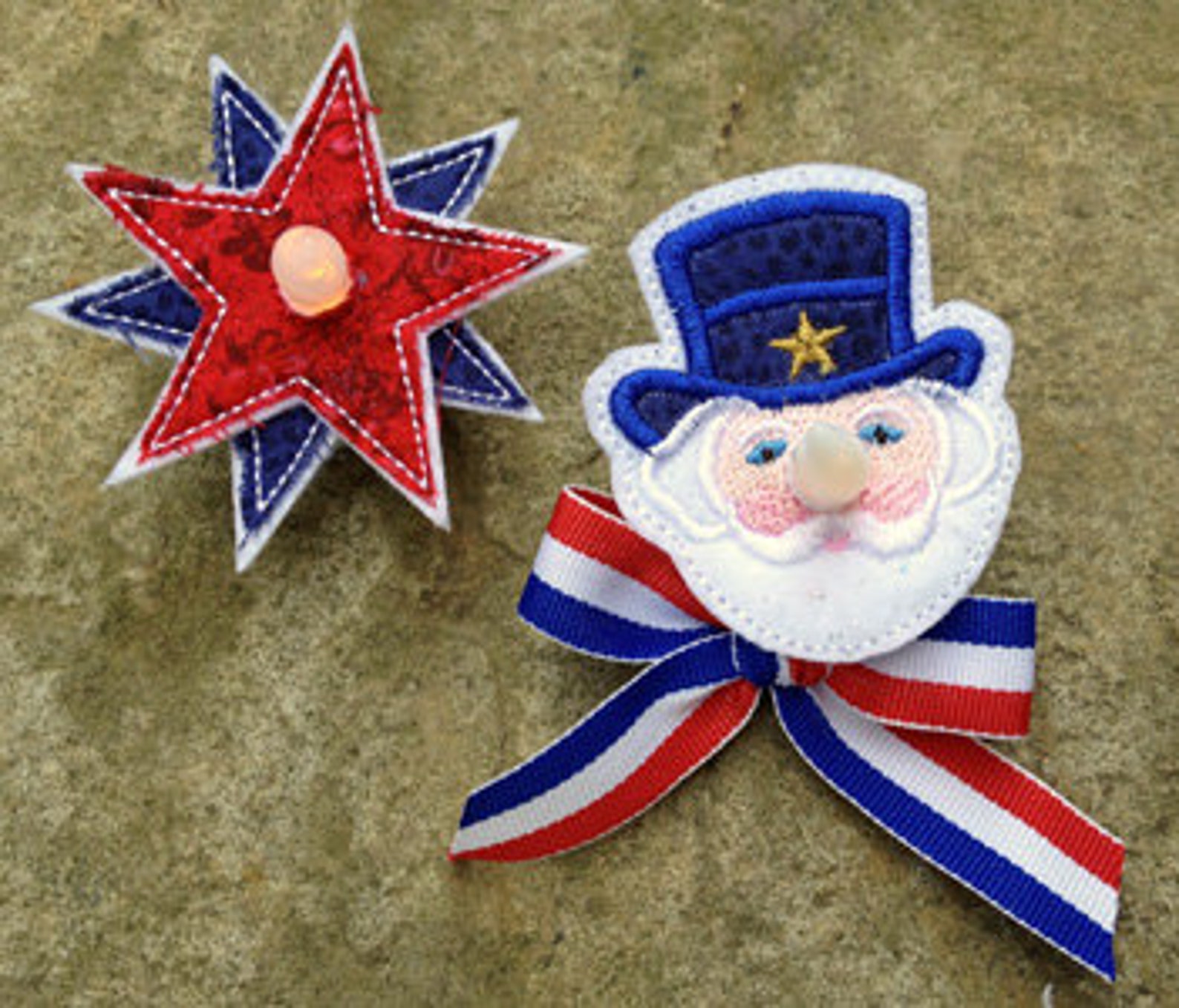 In the Hoop Uncle Sam & Raggy Star Flameless Tealight Pins Machine ...