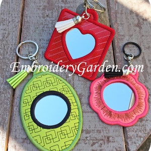 In the Hoop Mirrored Key Ring Machine Embroidery Design Files Instant ...