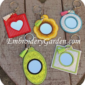 In the Hoop Mirrored Key Ring Machine Embroidery Design Files Instant ...