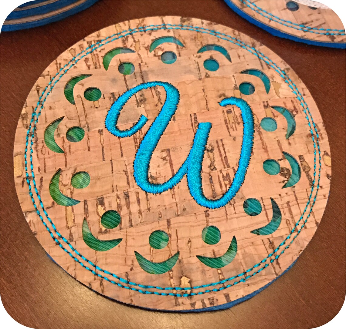Cork Cut Coasters SVG Files in the Hoop Machine Embroidery - Etsy